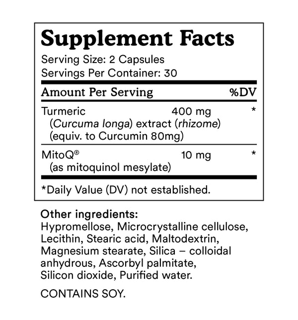 MitoQ Curcumin: Mitoquinol and Longvida Curcumin capsules, 60ct – MitoQ Ltd